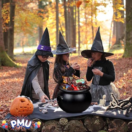 PMU Halloween Cauldron - Blow Mold Plastic Party Accessory - Candy Holder for Kids - Halloween Party Favors & Supplies - 12 Inch Black Pkg/1