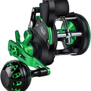 Sougayilang Line Counter Trolling Fishing Reel,Conventional Level Wind Trolling Reel, Graphite Body, Durable Stainless-Steel and Brass Gears, Large Line Capacity, Powerful Carbon Disc Drag-RZC20R