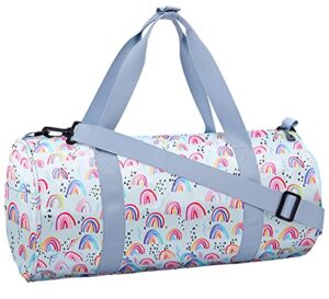 choco mocha kids duffle bag girls rainbow duffle bag for kids travel bag toddler girls overnight bag kids duffel bags for little girl weekender weekend gym sleepover bag blue