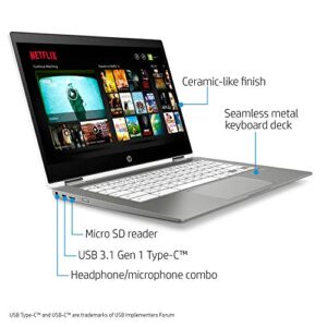 HP Chromebook x360 14-Inch HD Touchscreen Notebook, 2 in 1 Laptop Computer, Intel Celeron N4000, 4 GB RAM, 32 GB eMMC, Google Chrome OS (14b-ca0010nr, Ceramic White/Mineral Silver) (Renewed)