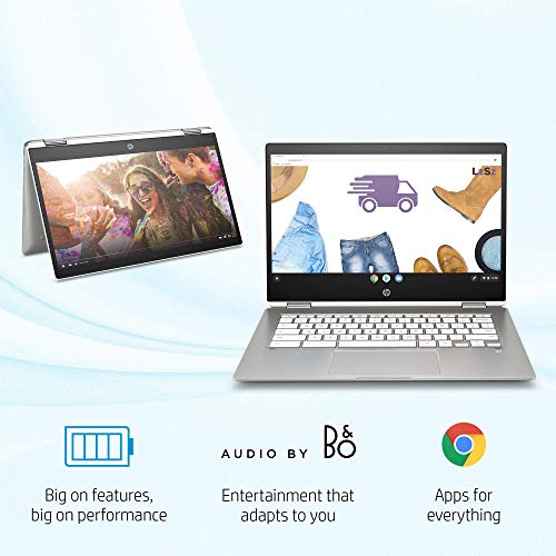 HP Chromebook x360 14-Inch HD Touchscreen Notebook, 2 in 1 Laptop Computer, Intel Celeron N4000, 4 GB RAM, 32 GB eMMC, Google Chrome OS (14b-ca0010nr, Ceramic White/Mineral Silver) (Renewed)