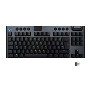 logitech g915 tkl tenkeyless lightspeed wireless rgb mechanical gaming keyboard, low profile switch options, lightsync rgb, advanced wireless and bluetooth support - linear