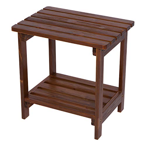 Shine Company 4114OA Providence Rectangular Adirondack Outdoor Side Table | Wood Accent Table for Indoor/Outdoor – Oak