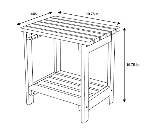 Shine Company 4114OA Providence Rectangular Adirondack Outdoor Side Table | Wood Accent Table for Indoor/Outdoor – Oak