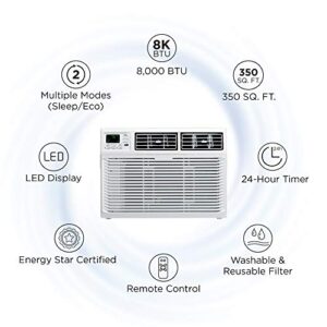 TCL 8W3ER1-A Home Series Window Air Conditioner, 8,000 BTU, White