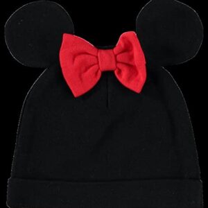 Disney Minnie Mouse Newborn Baby Girls 4 Piece Outfit Set: Bodysuit Pants Bib Hat Red 0-3 Months