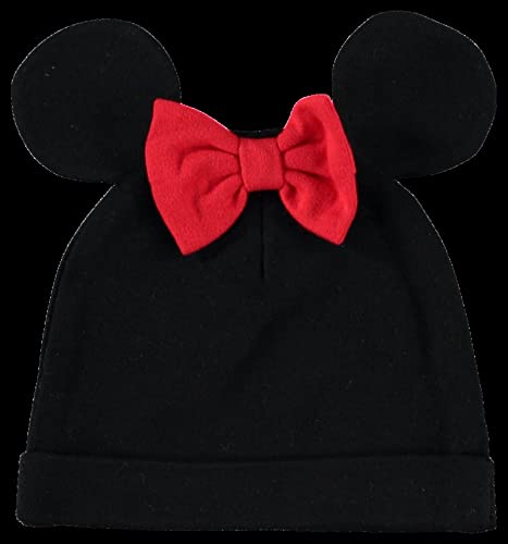 Disney Minnie Mouse Newborn Baby Girls 4 Piece Outfit Set: Bodysuit Pants Bib Hat Red 0-3 Months