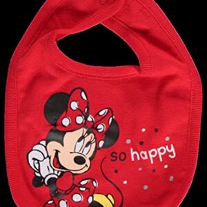 Disney Minnie Mouse Newborn Baby Girls 4 Piece Outfit Set: Bodysuit Pants Bib Hat Red 0-3 Months