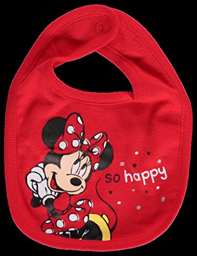 Disney Minnie Mouse Newborn Baby Girls 4 Piece Outfit Set: Bodysuit Pants Bib Hat Red 0-3 Months