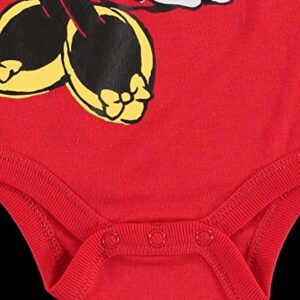 Disney Minnie Mouse Newborn Baby Girls 4 Piece Outfit Set: Bodysuit Pants Bib Hat Red 0-3 Months