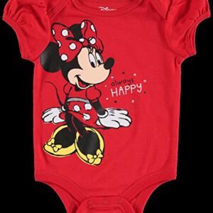 Disney Minnie Mouse Newborn Baby Girls 4 Piece Outfit Set: Bodysuit Pants Bib Hat Red 0-3 Months