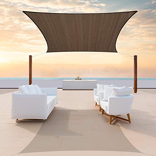 ColourTree 10' x 13' Brown Sun Shade Sail Rectangle Canopy Awning Fabric Cloth Screen - UV Block UV Resistant Heavy Duty Commercial Grade - Outdoor Patio Carport - (We Make Custom Size)