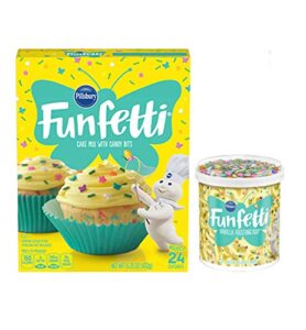 pillsbury easter funfetti cake mix kit! spring cake mix with candy bits and vanilla frosting! enjoy the festive colors and delicious flavor of spring cake! perfect for easter treat!