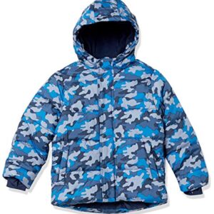 Amazon Essentials Men's Heavyweight Hooded Puffer Jacket, Blue Camo, X-Small