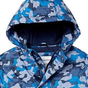 Amazon Essentials Men's Heavyweight Hooded Puffer Jacket, Blue Camo, X-Small