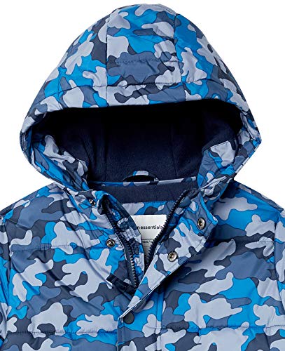 Amazon Essentials Men's Heavyweight Hooded Puffer Jacket, Blue Camo, X-Small