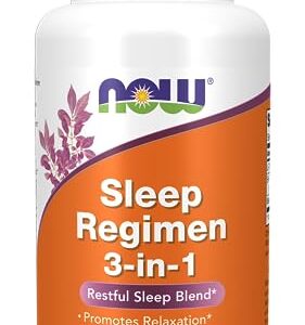 NOW Supplements, Sleep Regimen 3-In-1, With Melatonin, 5-HTP and L-Theanine, Restful Sleep Blend*, 90 Veg Capsules