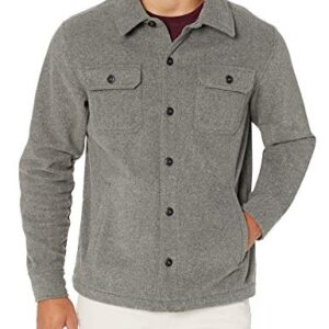 Amazon Essentials Men's Long-Sleeve Polar Fleece Shirt Jacket, Charcoal Heather, Medium