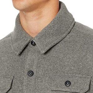 Amazon Essentials Men's Long-Sleeve Polar Fleece Shirt Jacket, Charcoal Heather, Medium