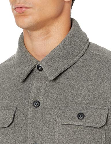 Amazon Essentials Men's Long-Sleeve Polar Fleece Shirt Jacket, Charcoal Heather, Medium