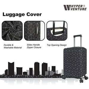 HYPER VENTURE Washable Luggage Cover - Fashion Suitcase Protector Fits 18-22 Inch Luggage (Black Maze, S)