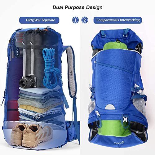 HOMIEE 50L Hiking Backpack Travel Bag Waterproof Camping Climbing Daypack Outdoor Sports Rucksack Backpacks with Rain Cover