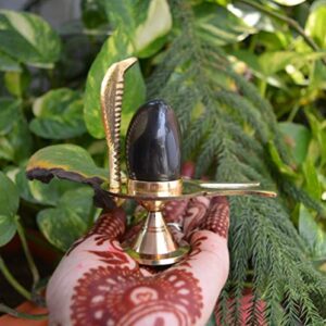 2.25" shiva ling with 3.5" sheshnaag jalaheri brass (narmadeshwar)~i-4898