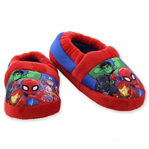 Marvel Super Hero Adventures Avengers Boy's Toddler Plush Aline Slippers (11-12 M US Little Kid, Red/Blue)