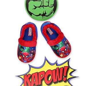 Marvel Super Hero Adventures Avengers Boy's Toddler Plush Aline Slippers (11-12 M US Little Kid, Red/Blue)