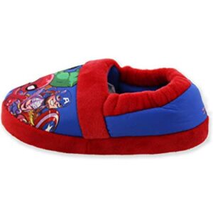 Marvel Super Hero Adventures Avengers Boy's Toddler Plush Aline Slippers (11-12 M US Little Kid, Red/Blue)