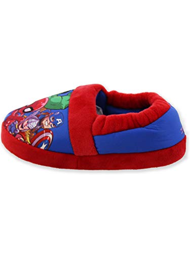 Marvel Super Hero Adventures Avengers Boy's Toddler Plush Aline Slippers (11-12 M US Little Kid, Red/Blue)