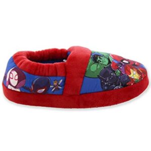 Marvel Super Hero Adventures Avengers Boy's Toddler Plush Aline Slippers (11-12 M US Little Kid, Red/Blue)