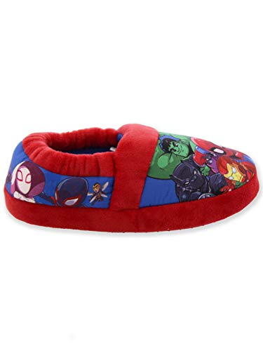 Marvel Super Hero Adventures Avengers Boy's Toddler Plush Aline Slippers (11-12 M US Little Kid, Red/Blue)