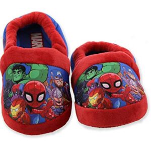 Marvel Super Hero Adventures Avengers Boy's Toddler Plush Aline Slippers (11-12 M US Little Kid, Red/Blue)