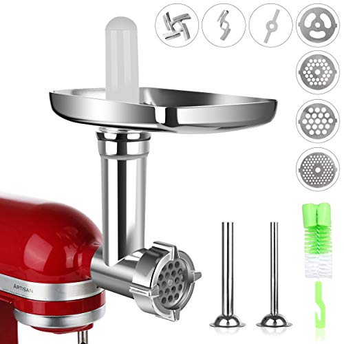 Meat Grinder Attachment for KitchenAid Stand Mixers, Durable Metal Sausage Stuffer Attachment for Kitchen Aid Stand Mixer, Food Grinder Accessories,Popular KitchenAid Mixer Attachment