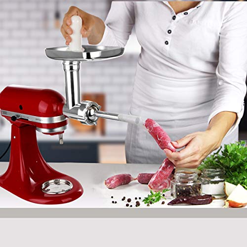 Meat Grinder Attachment for KitchenAid Stand Mixers, Durable Metal Sausage Stuffer Attachment for Kitchen Aid Stand Mixer, Food Grinder Accessories,Popular KitchenAid Mixer Attachment