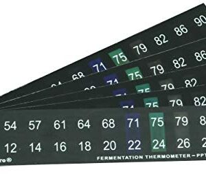 Horizontal Stick On Thermometer Strip, Digital Temperature Display for Fermenting, Brewing, Wine, Beer, Kombucha or Aquariums. 50-90F (10-32C) Adhesive Sticker 5 or 10 Pack (5)