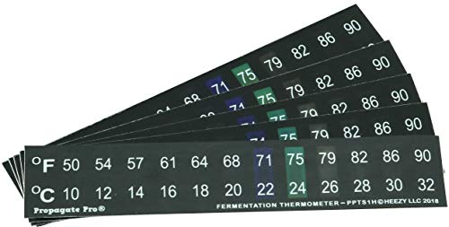 Horizontal Stick On Thermometer Strip, Digital Temperature Display for Fermenting, Brewing, Wine, Beer, Kombucha or Aquariums. 50-90F (10-32C) Adhesive Sticker 5 or 10 Pack (5)