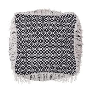 Christopher Knight Home Samantha Boho Fabric Cube Pouf, Black, White, 16x16x16 inches