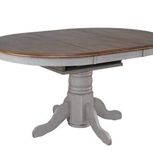 Sunset Trading Country Grove Dining Table, Distressed Light Gray and Medium Walnut