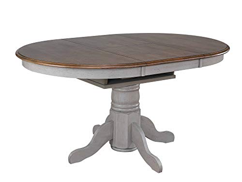 Sunset Trading Country Grove Dining Table, Distressed Light Gray and Medium Walnut