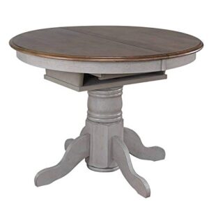 Sunset Trading Country Grove Dining Table, Distressed Light Gray and Medium Walnut