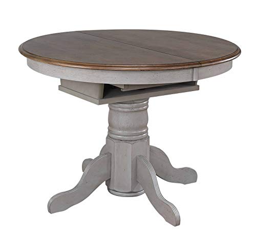 Sunset Trading Country Grove Dining Table, Distressed Light Gray and Medium Walnut