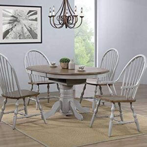 Sunset Trading Country Grove Dining Table, Distressed Light Gray and Medium Walnut