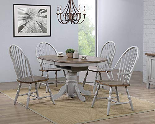 Sunset Trading Country Grove Dining Table, Distressed Light Gray and Medium Walnut