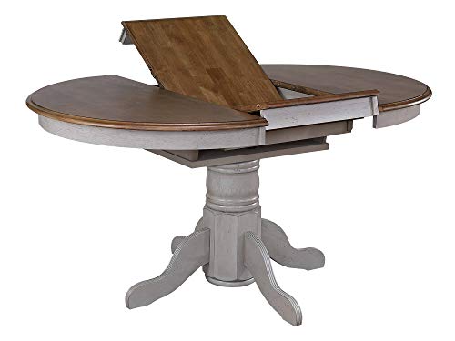 Sunset Trading Country Grove Dining Table, Distressed Light Gray and Medium Walnut