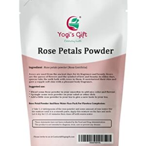 Rose Petal Powder | 8 oz | Make Tea, Smoothies or Lattes | Best Ingredient for Face Mask Too | Soothing Fragrance | Excellent Natural Skin Toner | by Yogi’s Gift®