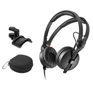 sennheiser hd 25 monitor headphones with headphone case & padded holder bundle