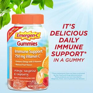 Emergen-C 750mg Vitamin C Gummies for Adults, Immune Support Gummies with B Vitamins, Gluten Free, Orange, Tangerine and Raspberry Flavors - 63 Count