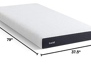 Lucid 6 Inch Twin XL Mattress - Firm Gel Memory Foam Mattress Twin XL— Bamboo Charcoal Mattress in a Box—CertiPur Certified,White